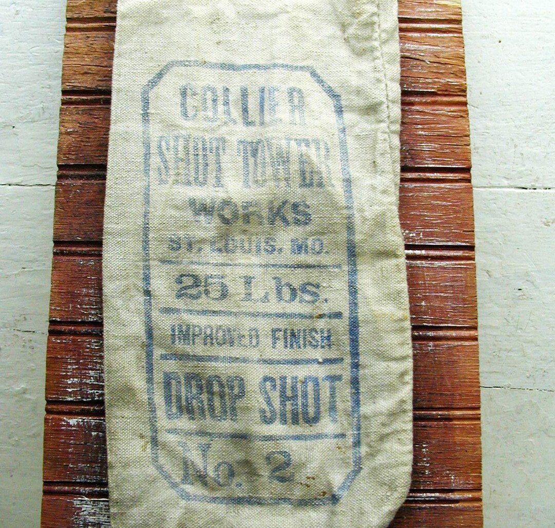 Antique Collier Shot Tower Works Bag, Canvas 12″×6″, “DROP SHOT No. 2 ...