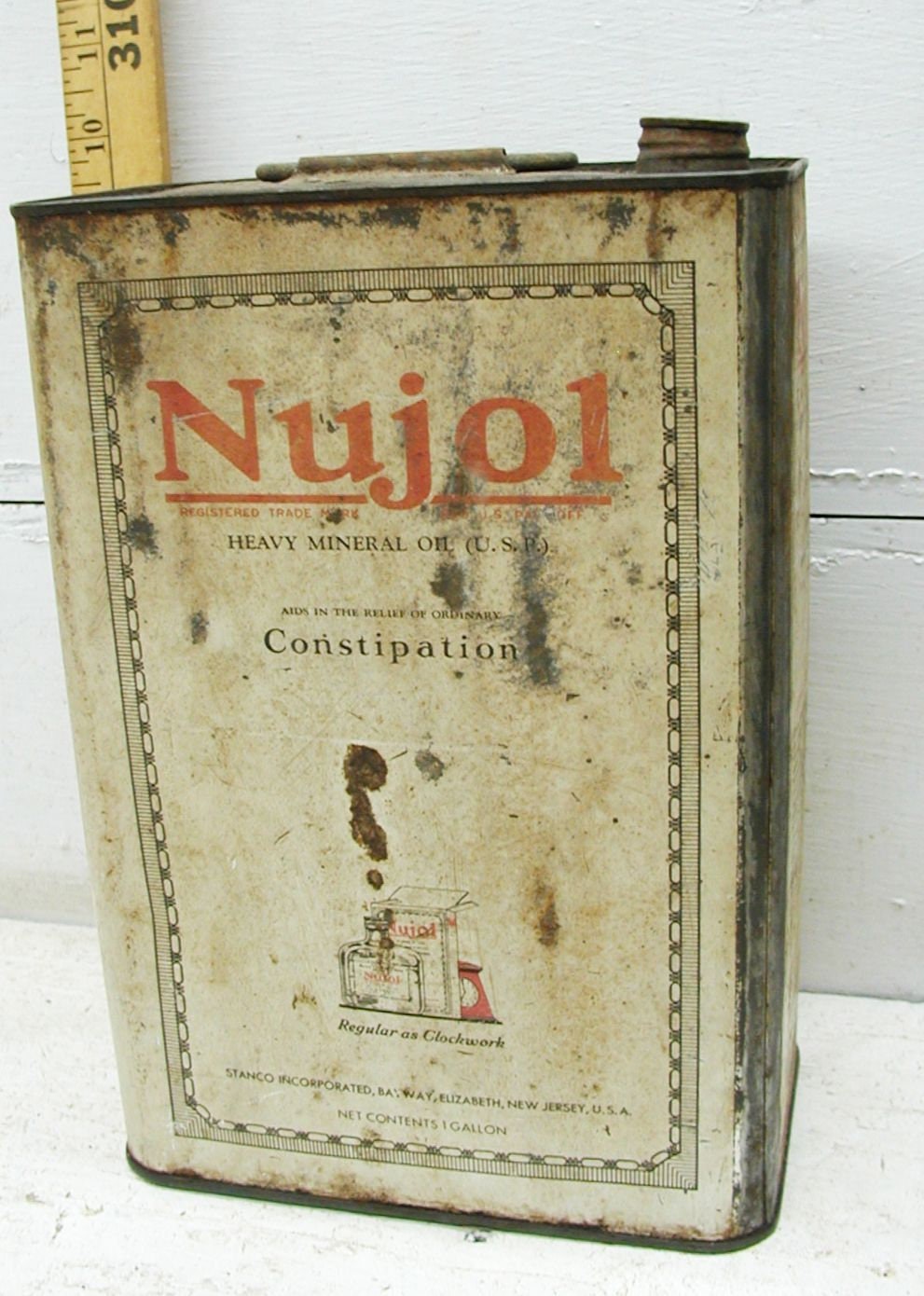 Vintage Advertising Tin Nujol Gallon Can Mineral Oil | Etsy