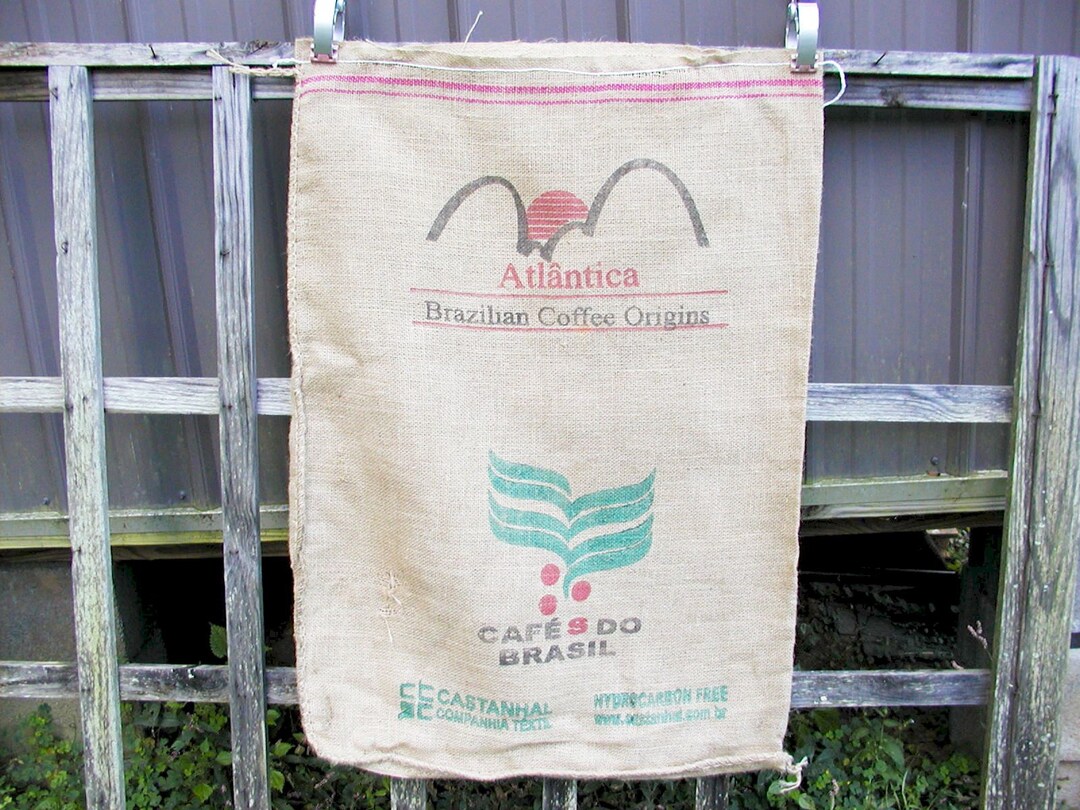 Vintage Brasil Atlantica Coffee Sack: Upcycled Burlap Bag, 38" X 27" - Etsy