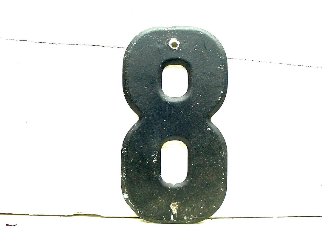 Vintage Metal Number 8 Number Eight Sign 7 1/2" Large Thick Tin Sign ...