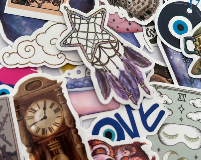 50+ Stickers Mix - Tarot, Boho, Witchy, Owl, Eye, Novelty - Colourful ...