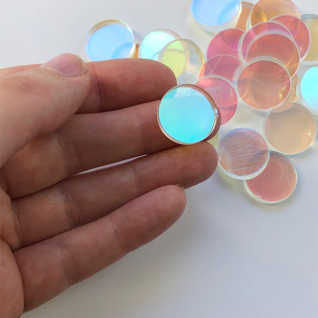 20 Iridescent Acrylic Discs Craft Blanks 17mm Perspex Coin Shape ...