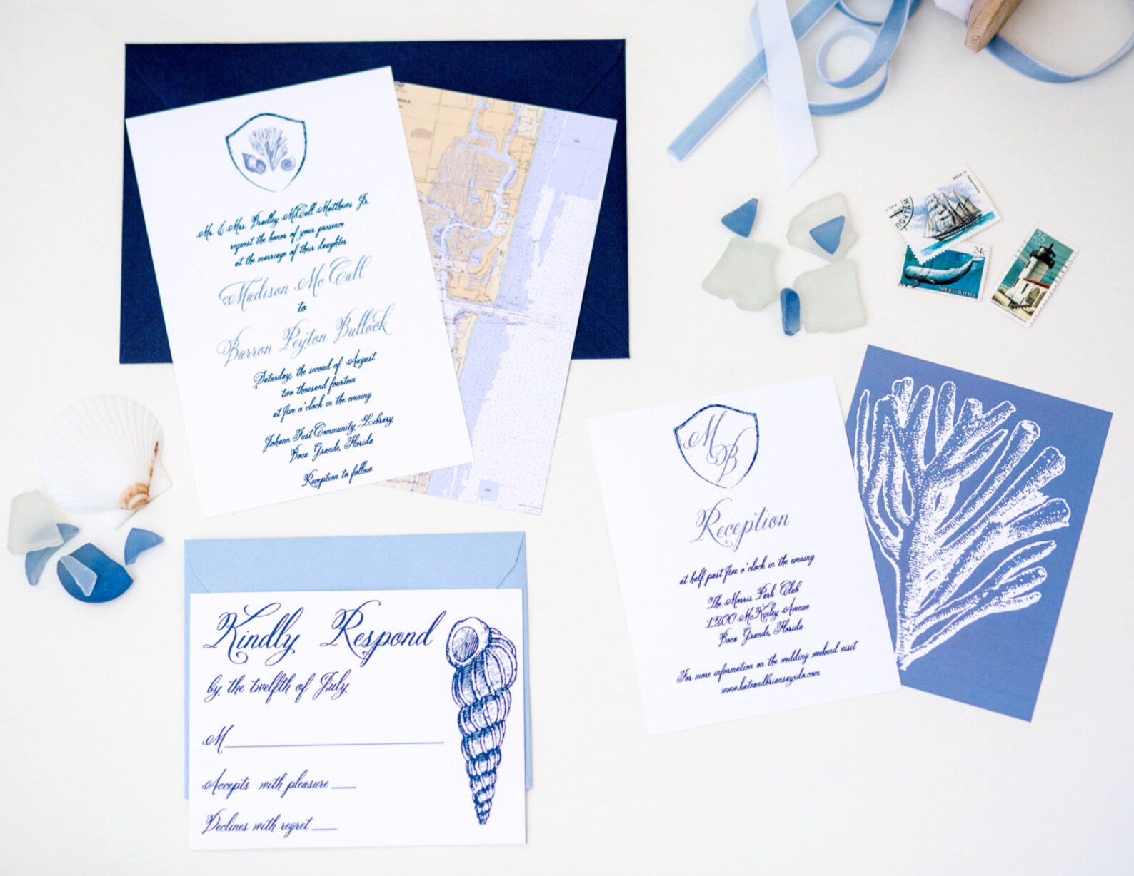 Custom Coastal Wedding Invitation Suite - Etsy