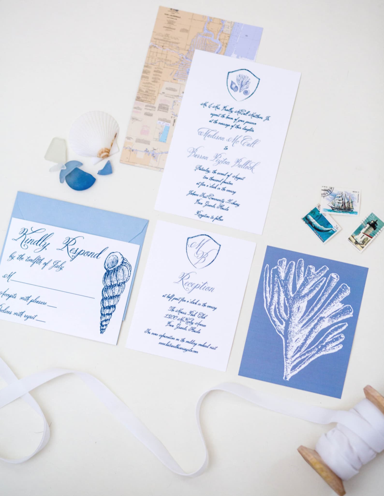 Custom Coastal Wedding Invitation Suite - Etsy