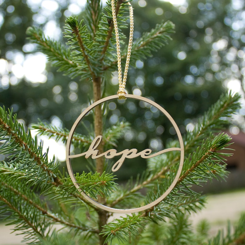 Wood Hope Ornament / Handmade Ornament / Simple Ornament / Minimal ...