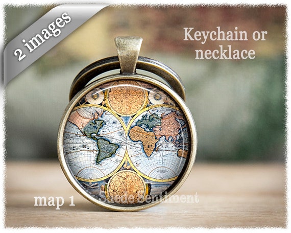 World Map Keychain Gift for Traveller Vintage World Map - Etsy