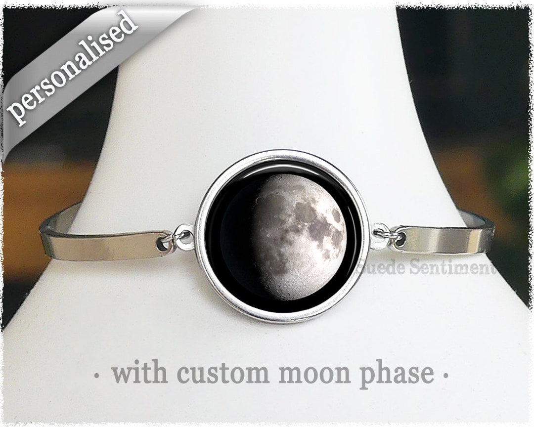 Personalised Moon Phase Bracelet • Birth Moon Jewellery • Custom Moon ...