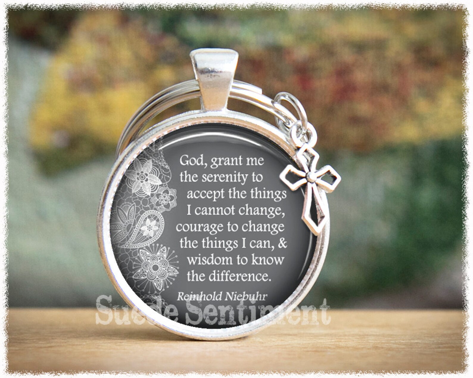 Serenity Prayer Keychain: Inspirational Religious Gift With Cross Charm ...
