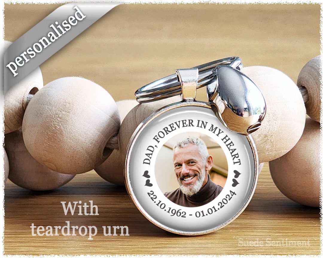 Personalized Photo Cremation Keychain: Teardrop Urn, Loss of Loved One ...