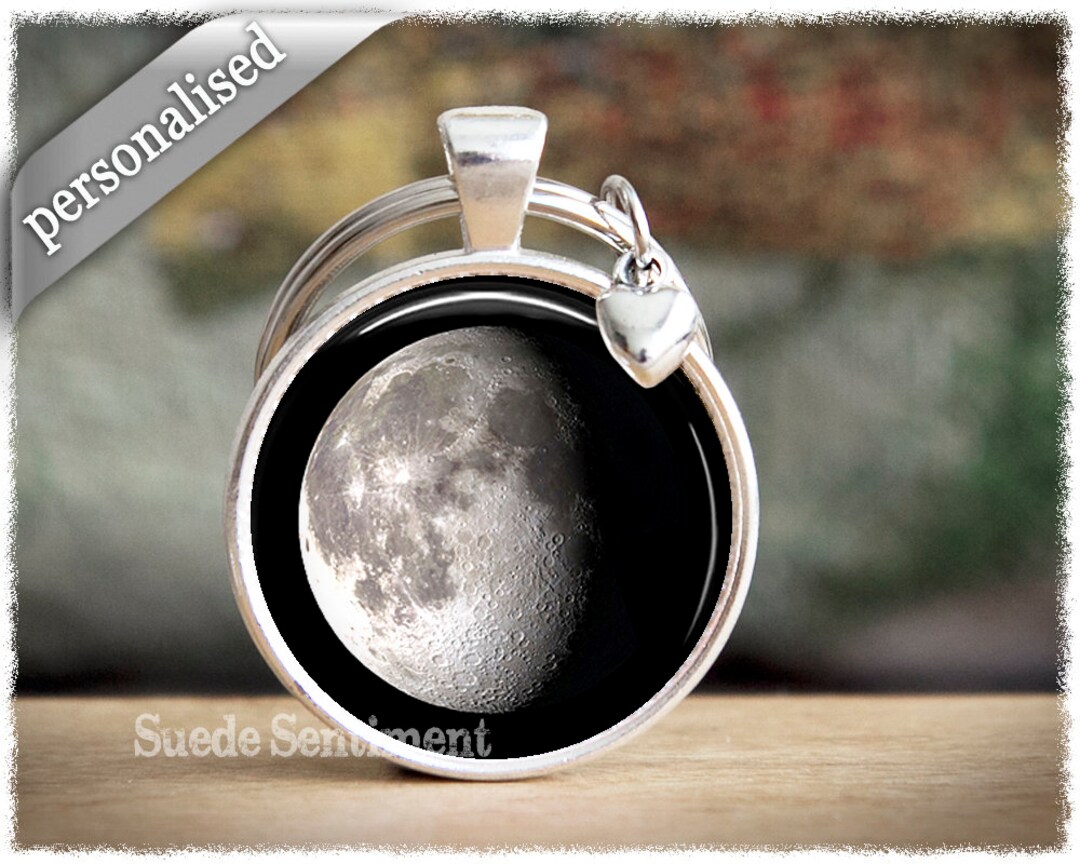 Personalised Moon Phase Keychain • Birth Moon Keyring • Custom Moon ...