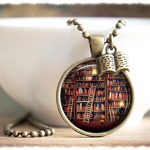 Gifts for Readers • Jewelry With Books • Book and Cat Necklace • Book ...