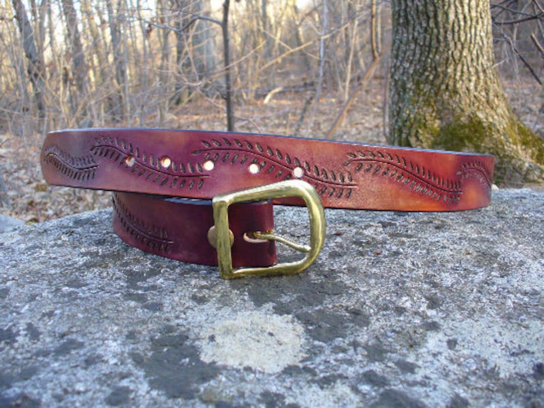Hand Tooled Leather Belt - Etsy