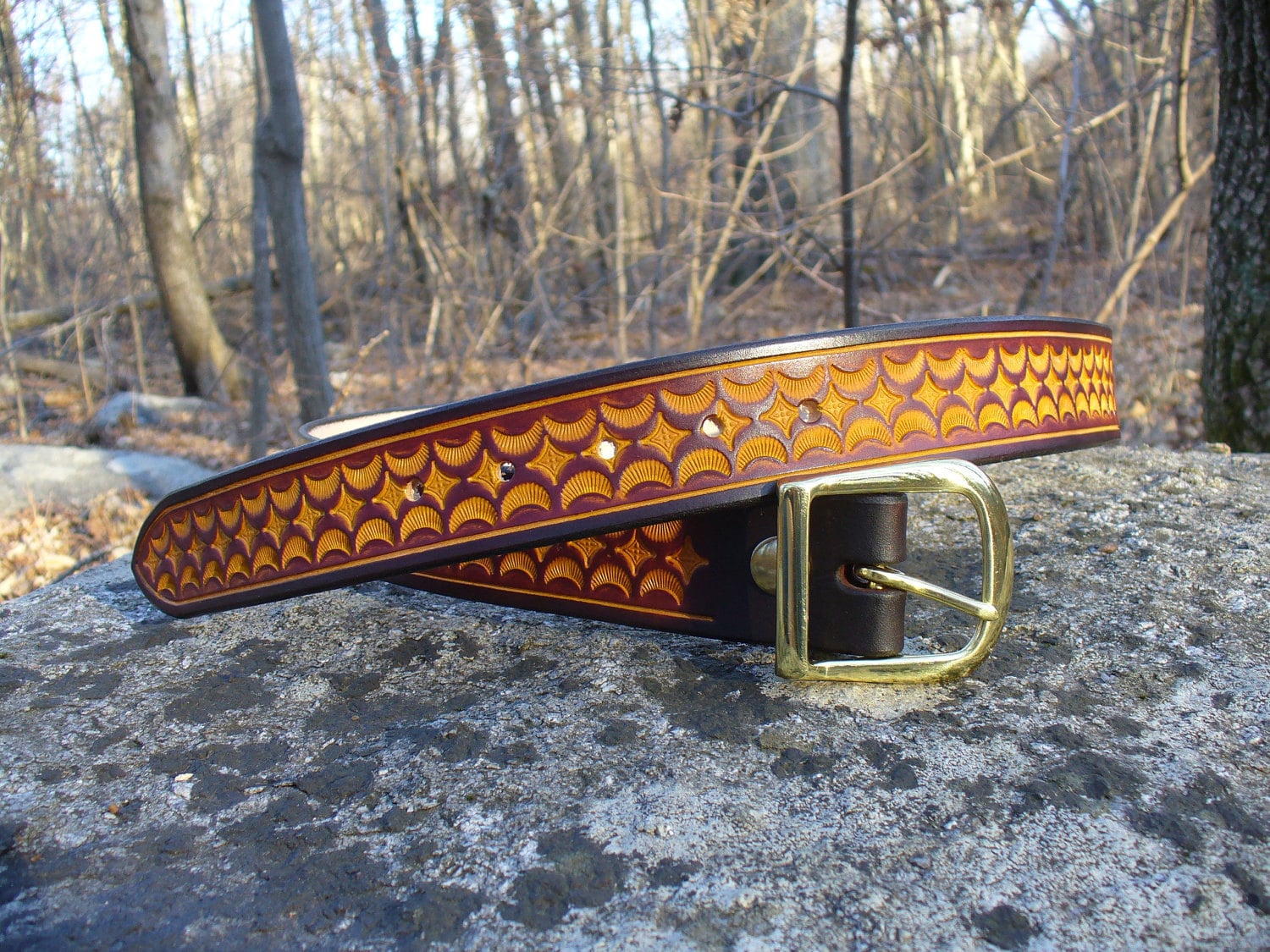 Hand Tooled Leather Belt - Etsy