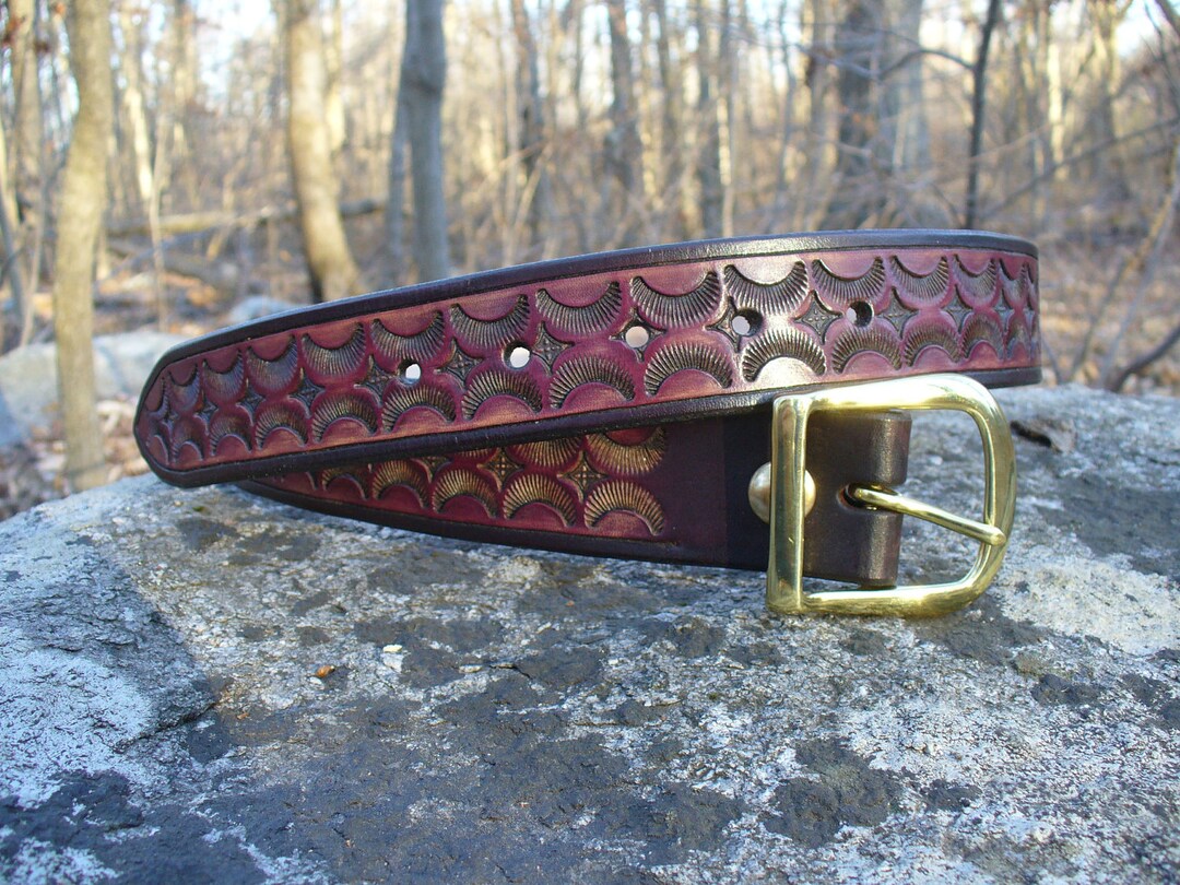 Hand Tooled Leather Belt - Etsy