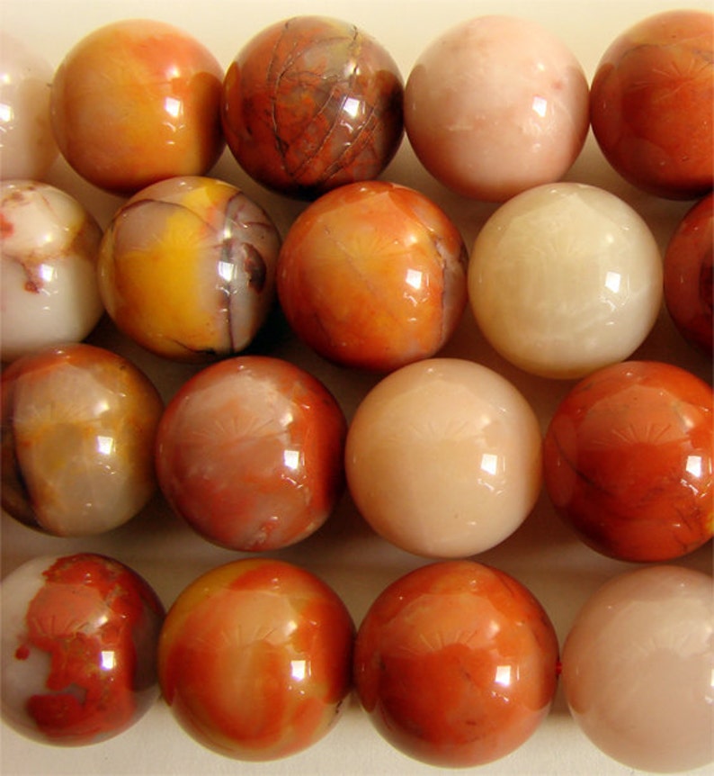 Sunset Jasper 14mm Strand Agate ROUND Beads -- Destash - Etsy