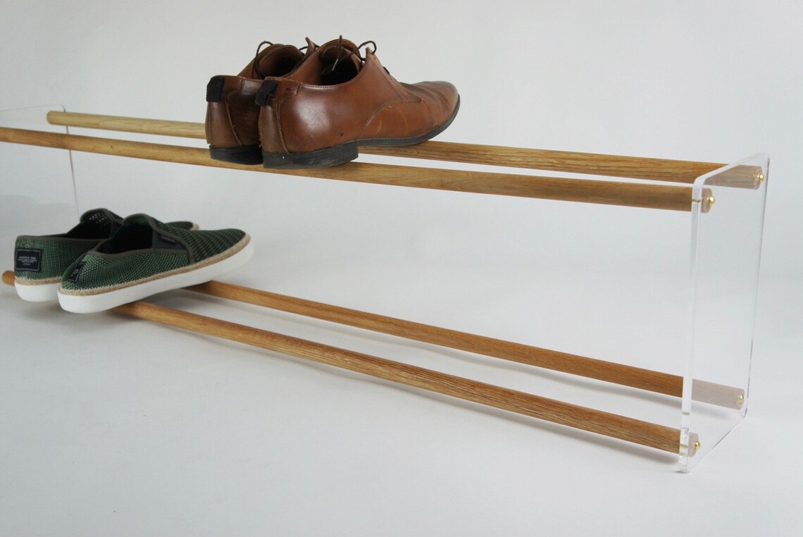 Oak & Glass Shoe Rack Shoe Shelf Multiple Sizes | Etsy