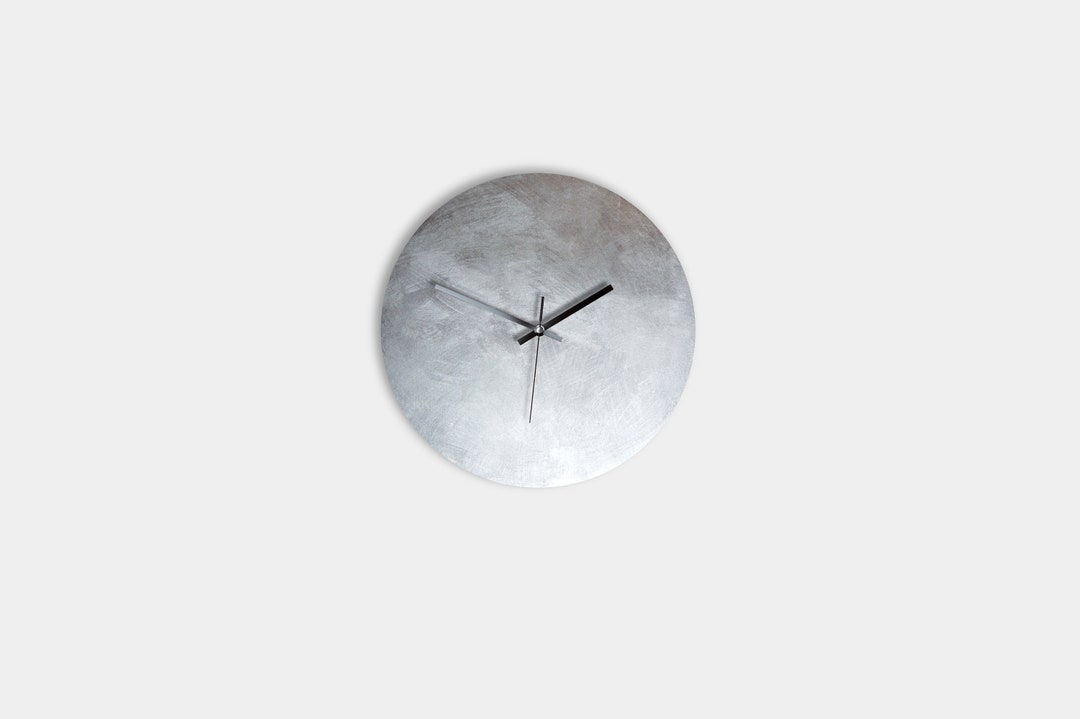 Silver Wall Clock, Full Metal, Handmade, Silent, Multiple Sizes - Etsy
