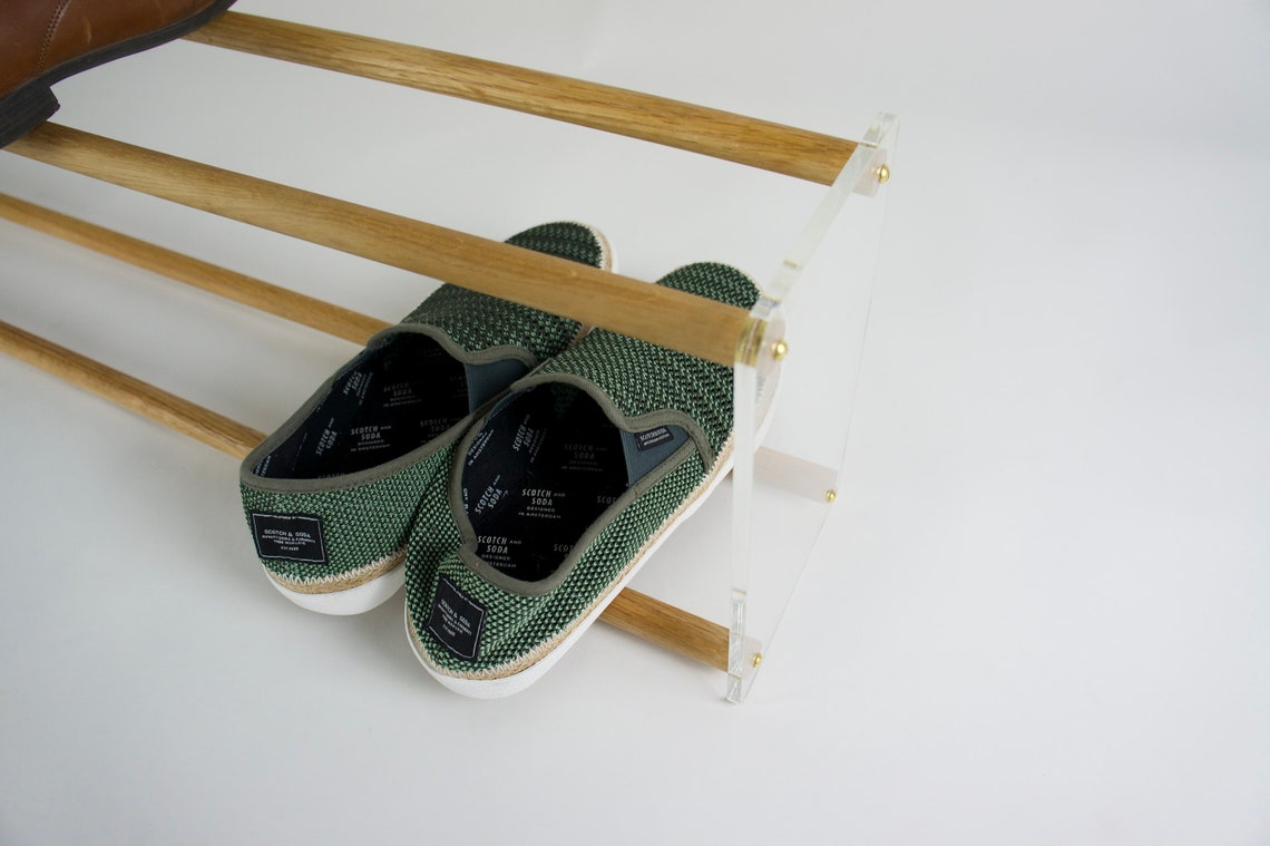 Oak & Glass Shoe Rack Shoe Shelf Multiple Sizes | Etsy