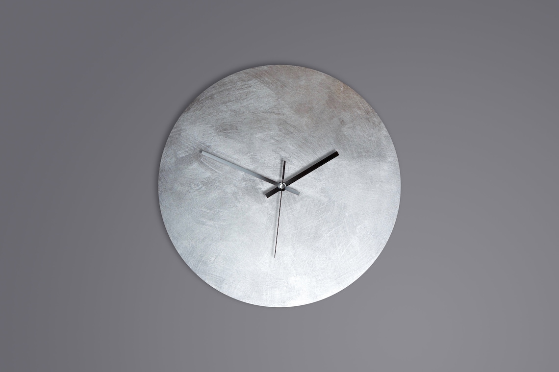 Silver Wall Clock, Full Metal, Handmade, Silent, Multiple Sizes - Etsy