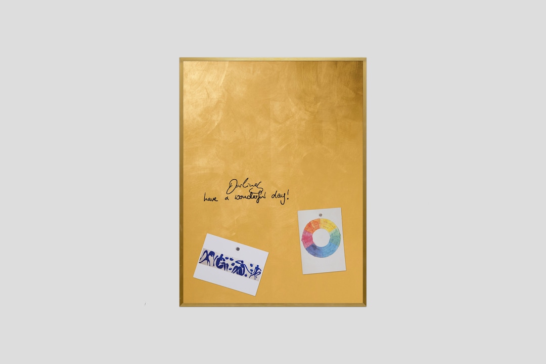 Gold Magnetic Board / Whiteboard in Oak Frame - Brass - Handmade ...