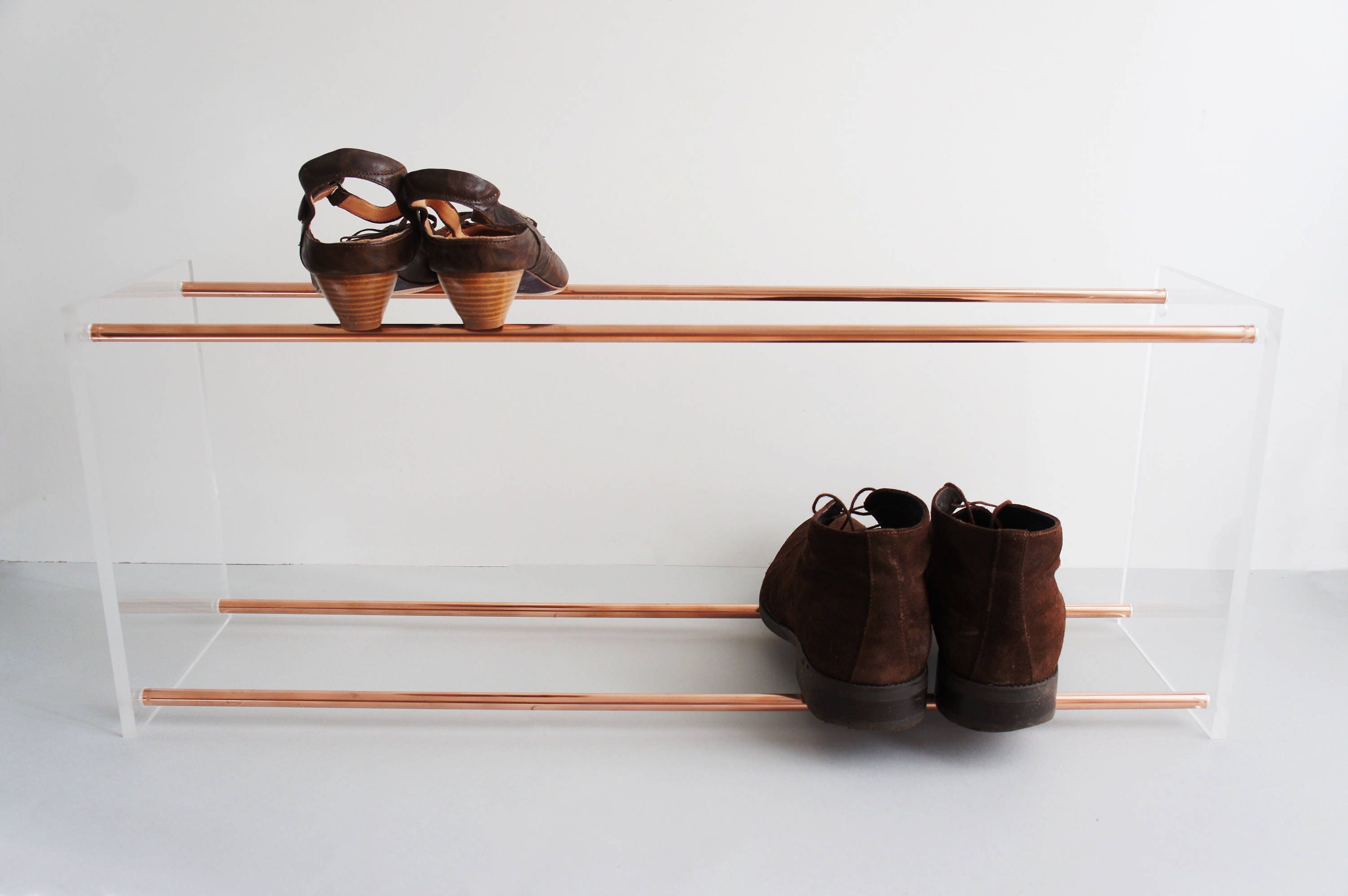 Copper & Glass Shoe Rack - Etsy UK