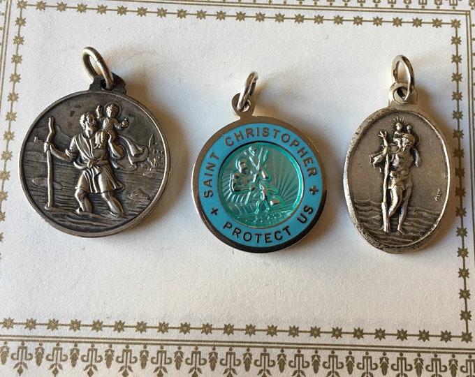 1 VTG St Christopher Protect Us 800 Surfer Blue Enamel Round or Oval ...