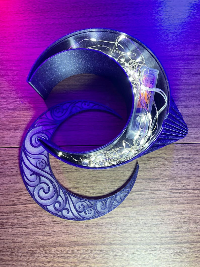 Swirly Crescent Moon Lantern 3D File Light-up Booknook & Celestial ...