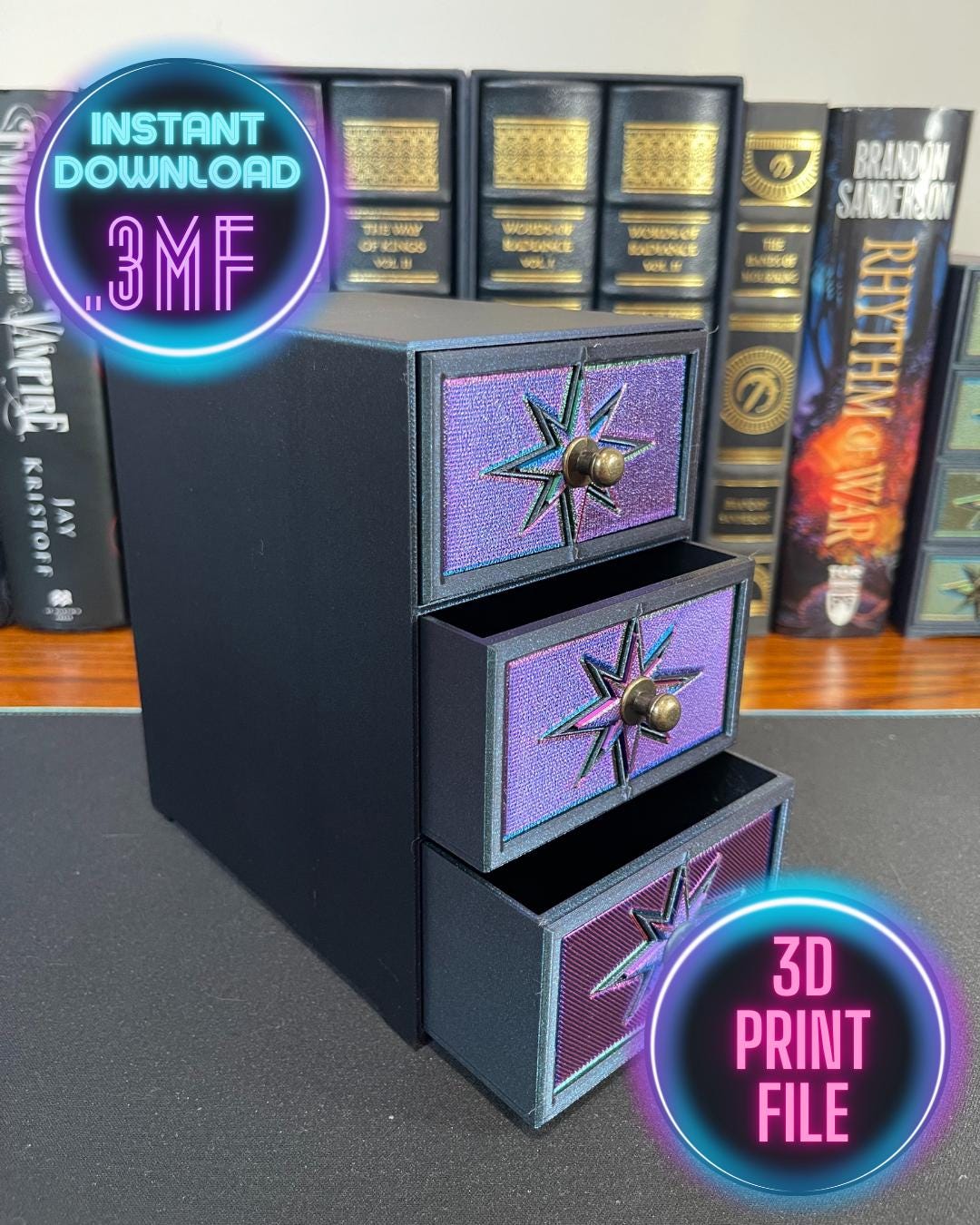 Desktop Bookshelf Organizer – Index Card & Flash Card Storage | 3MF ...