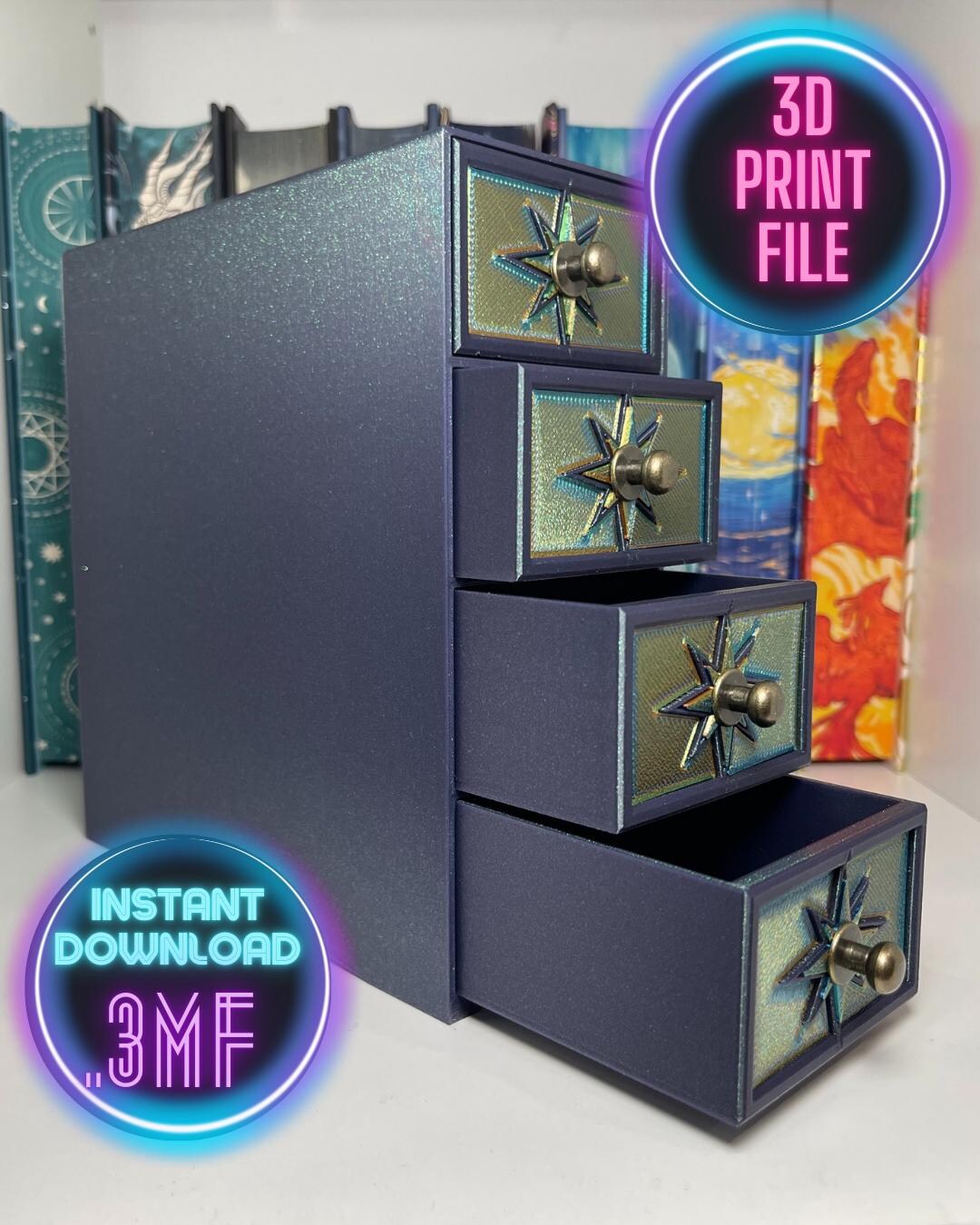 Miniature Filing Cabinet Bookshelf Organizer 3D Print (3MF Download) - Etsy