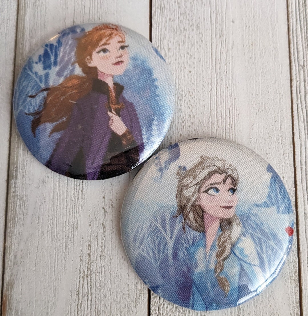 Set of 2 Frozen Elsa and Anna Large 2.25" Button Metal Pinbacks Pins ...