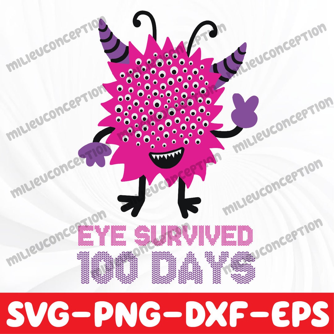 100th Day of School Monster Boys Kids Eye Survived 100 Days Svg, 100th ...