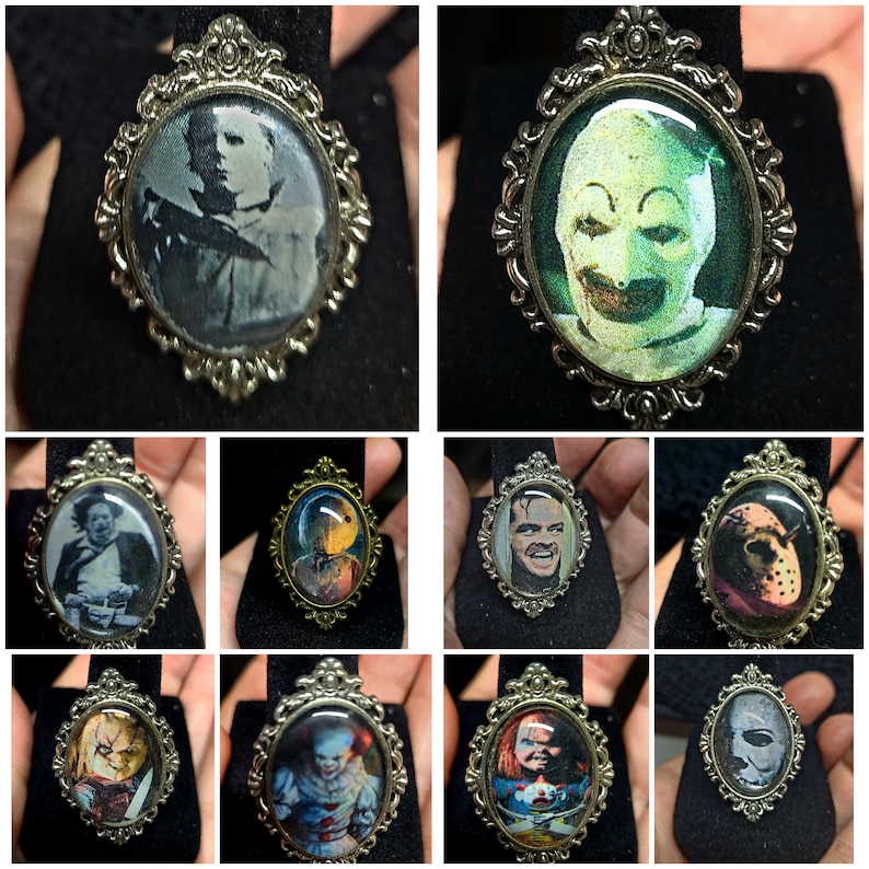 Gothic Cameo Horror Movie Ring. You Choose Image. Michael Myers,jason ...