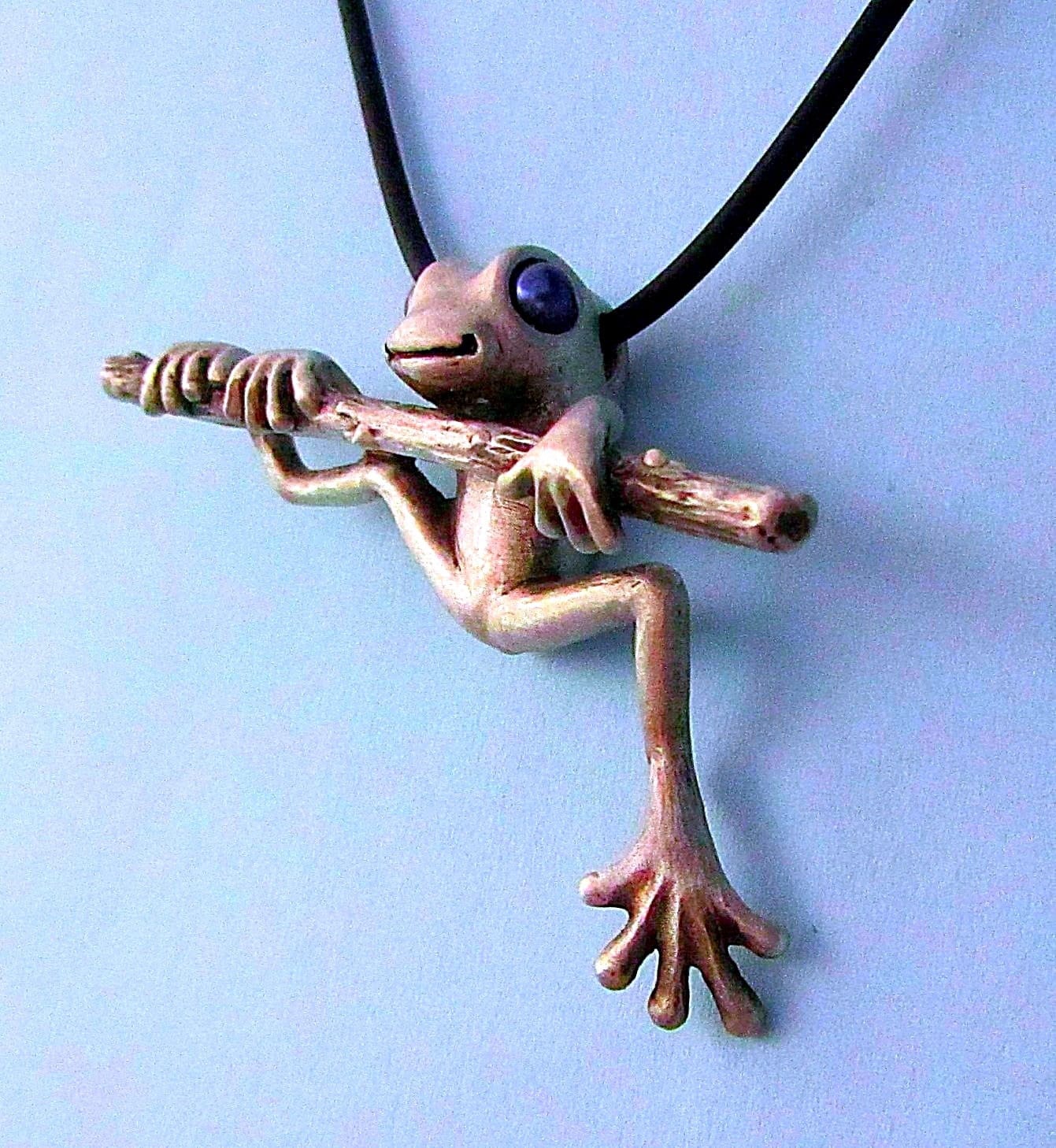 Silver Frog Necklace With Pearl Eyes on Silicone Rubber Cord "froggz ...