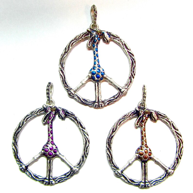 Whimsical Silver Necklace giraffe in Peace - Etsy
