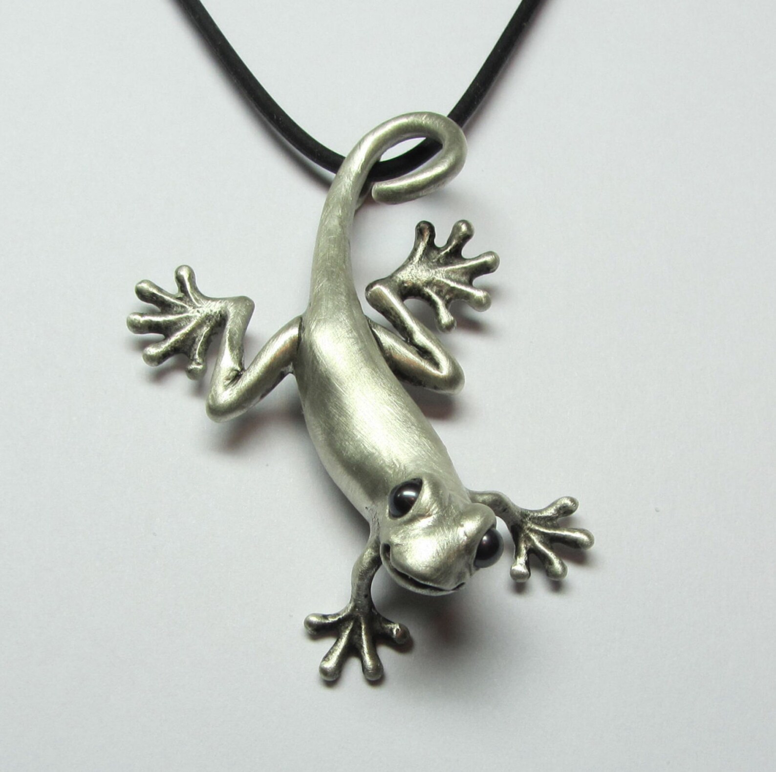 Sterling Silver Gecko Necklace & Magnet Pin With Black Pearl - Etsy