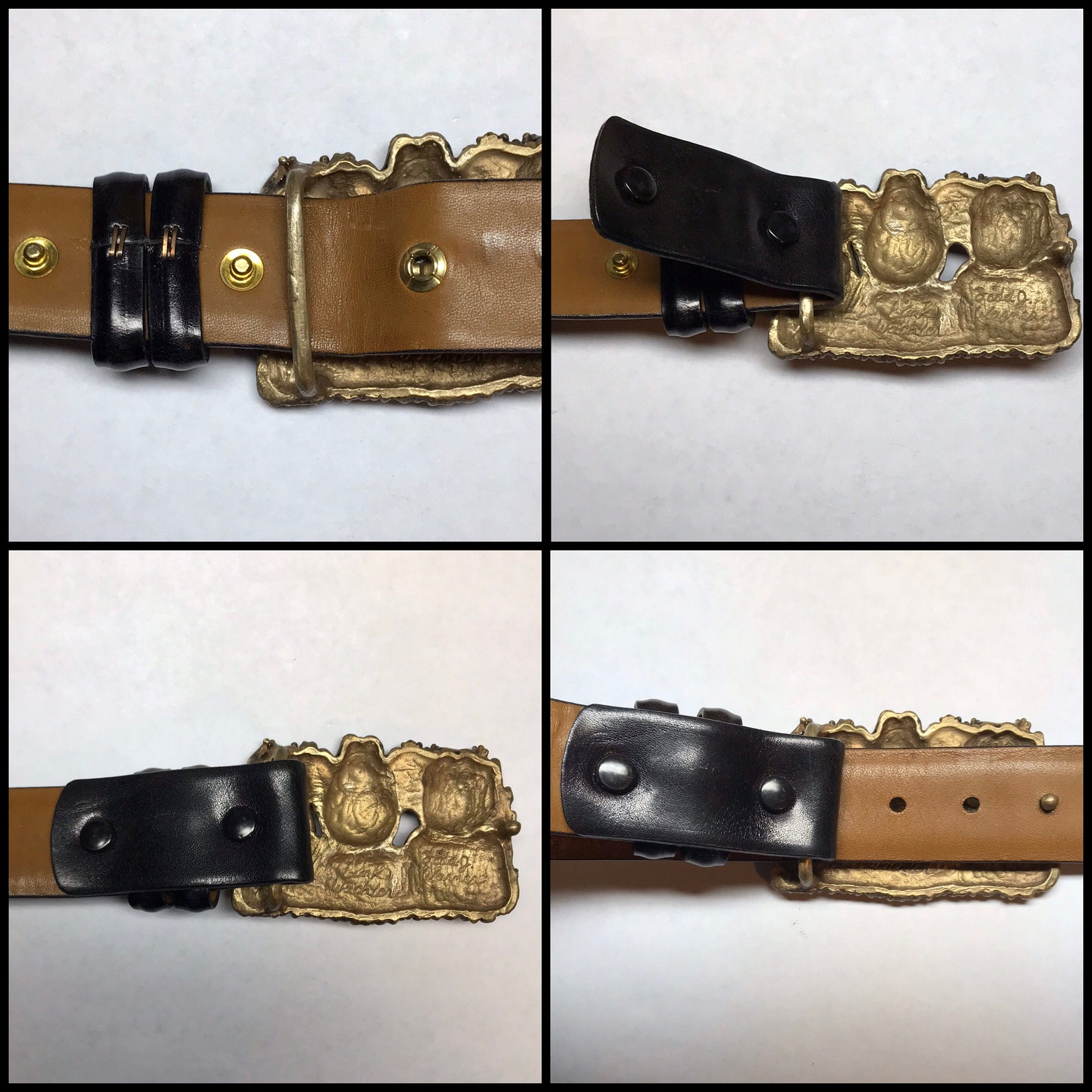 Whimsical Bronze Frogs Belt Buckle "hear No Evil, Speak No Evil, See No ...