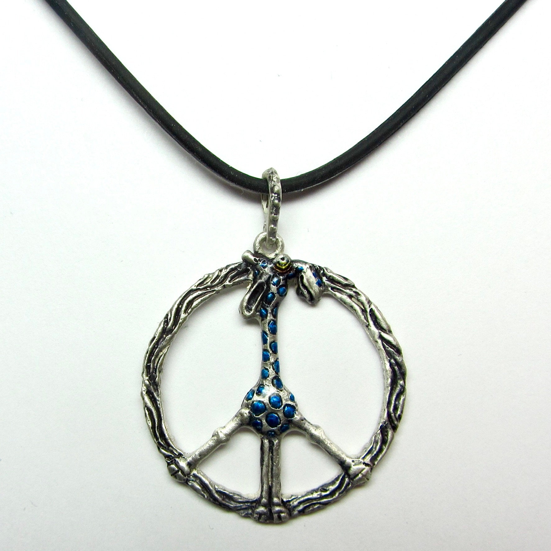 Whimsical Silver Necklace giraffe in Peace - Etsy