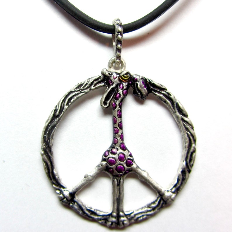 Whimsical Silver Necklace giraffe in Peace - Etsy