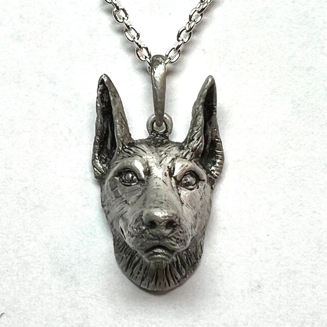 Doberman Pendant, Sterling Silver, Hand Carved, Silver Chain. - Etsy