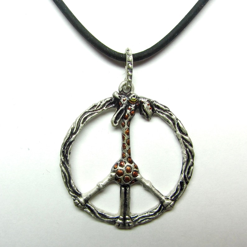 Whimsical Silver Necklace giraffe in Peace - Etsy