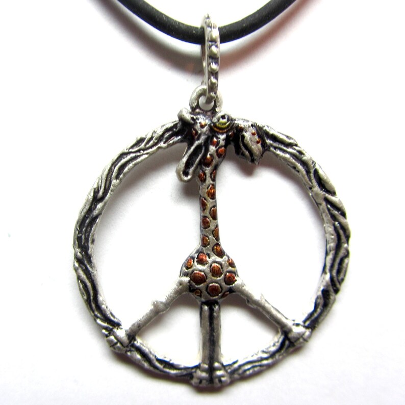 Whimsical Silver Necklace giraffe in Peace - Etsy
