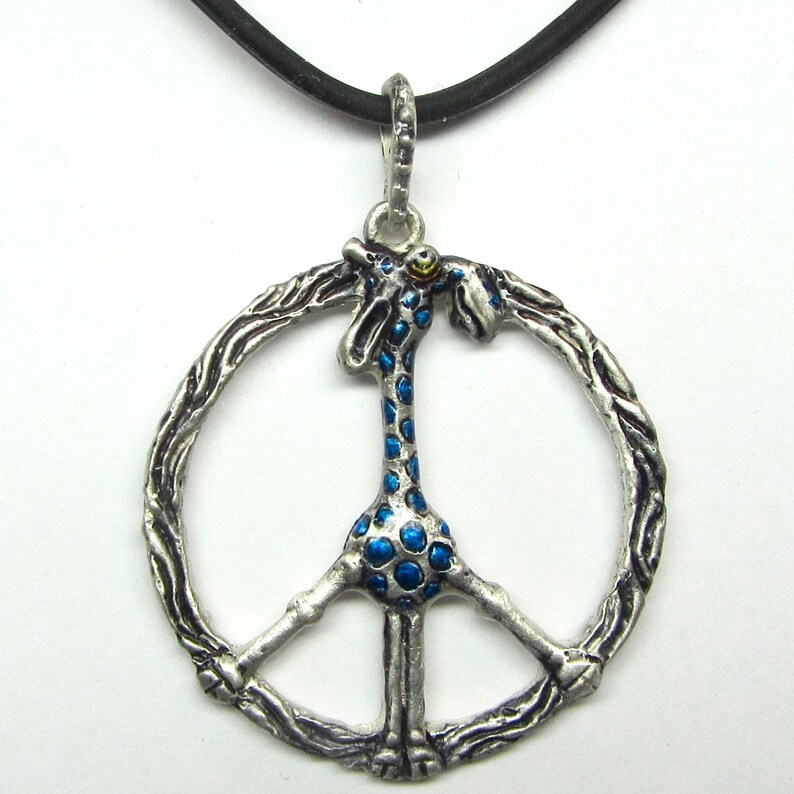 Whimsical Silver Necklace giraffe in Peace - Etsy