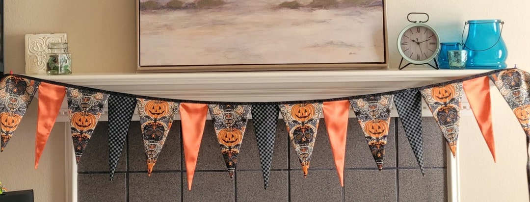 Halloween Banner Halloween Bunting Halloween Decor Fall Decor Skull ...