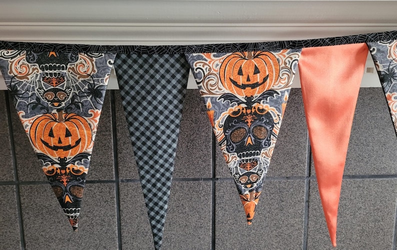 Halloween Banner Halloween Bunting Halloween Decor Fall Decor Skull ...