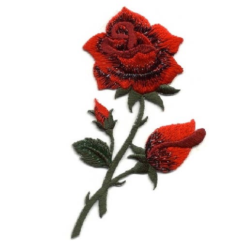 Embroidered Red Rose Iron on Patch. Rose Patch Red Rose Rose | Etsy
