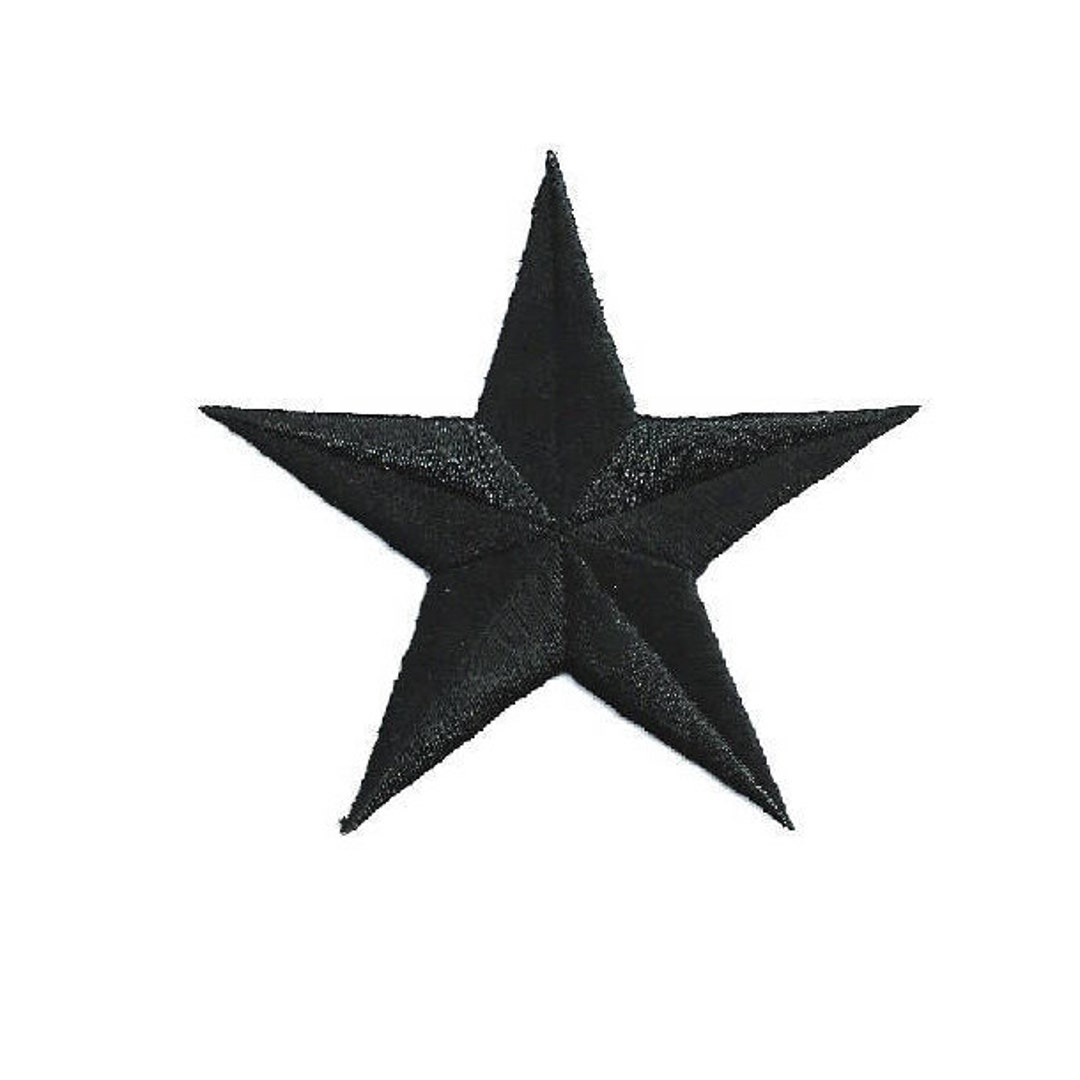 One ( 1 ) Star - Black - Embroidered Stars Iron on Patch - Generous 3 ...