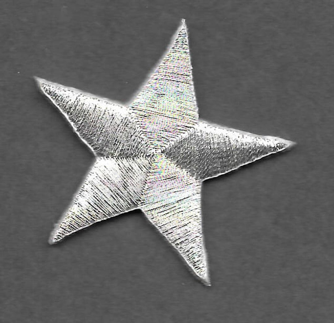 ONE DOZEN - 12 - Embroidered Silver Metallic Stars Iron on Patches - 1 ...