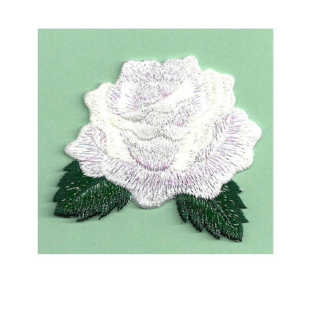 Rose - White - Gardening - Flower - Rose Bloom - Embroidered Iron on ...
