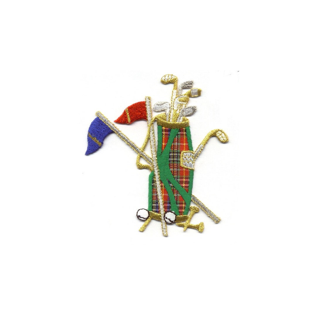 Golf - Golf Bag Iron on Patch ~ Plaid W/metallic Embroidery - Sports ...