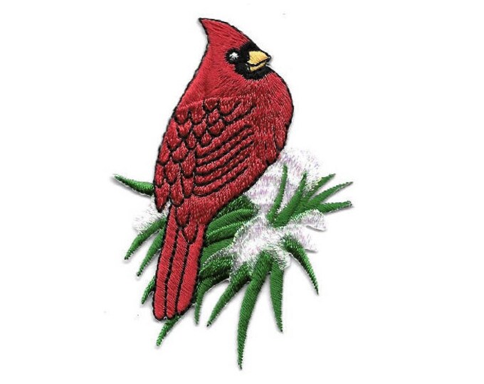 Cardinal Bird Winter Snow Embroidered Iron on Applique | Etsy